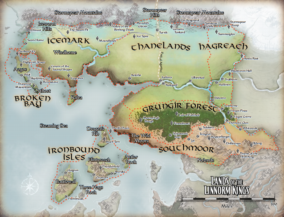 Pathfinder Linnorm Kings Map Of The Lands